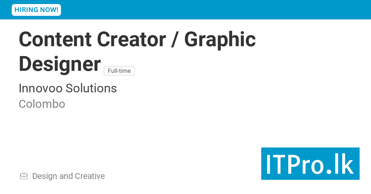 Content Creator / Graphic Designer at Innovoo Solutions - Colombo, Sri ...
