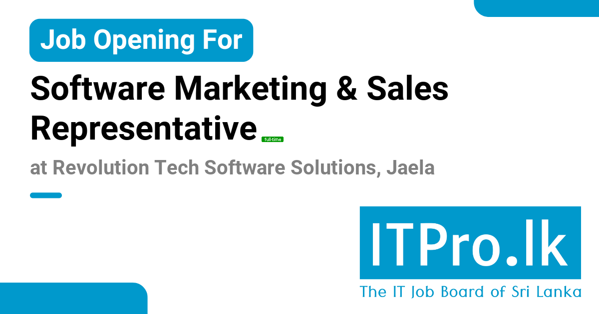 Software Marketing & Sales Representative at Revolution Tech Software ...